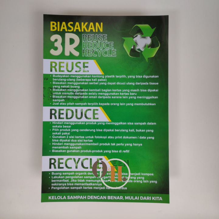 Poster Pengolahan Sampah 3R -Poster Sampah 3R - Reuse - Reduce - Recycle | Lazada Indonesia