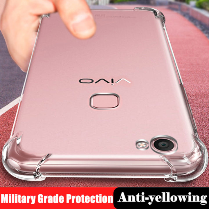 【เกรดทหารป้องกัน】สำหรับ Vivo V7 1718เคสซิลิโคนอ่อนนุ่มที่มีความยืดหยุ่น ...