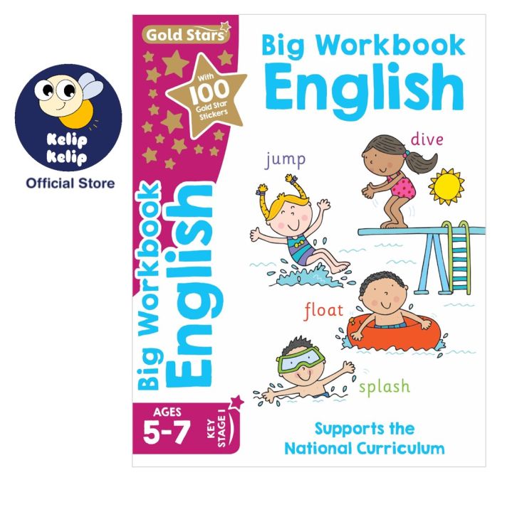 Big English Workbook Gold Stars For Kids With 128 Pages & 100 Stickers ...