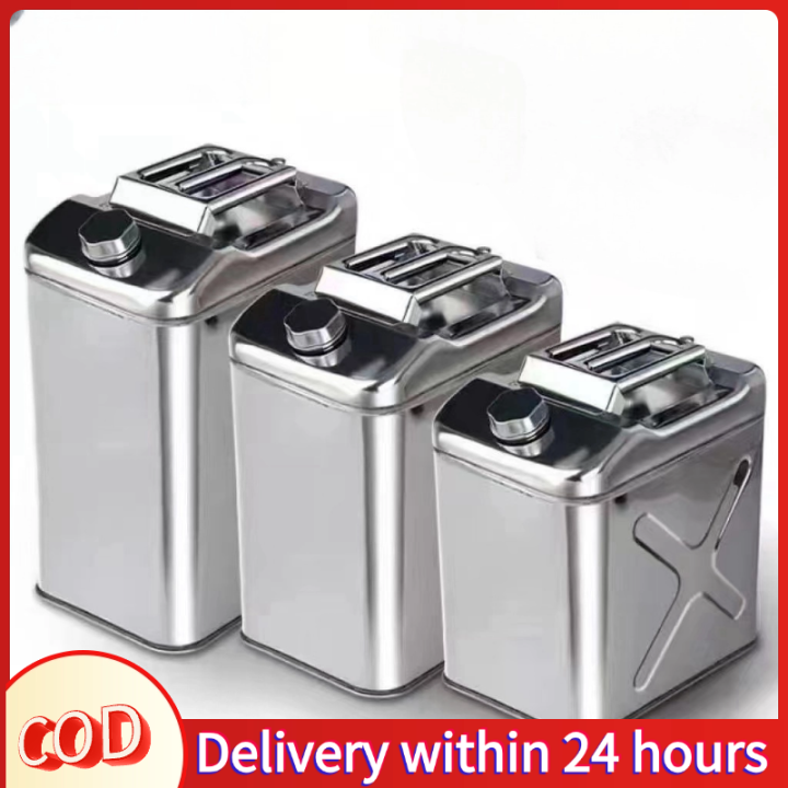 Stainless Steel Petrol Fuel Tank Diesels Fuel Oil Gasoline Jerry Can With Oil Pipe Capacity 10L ...