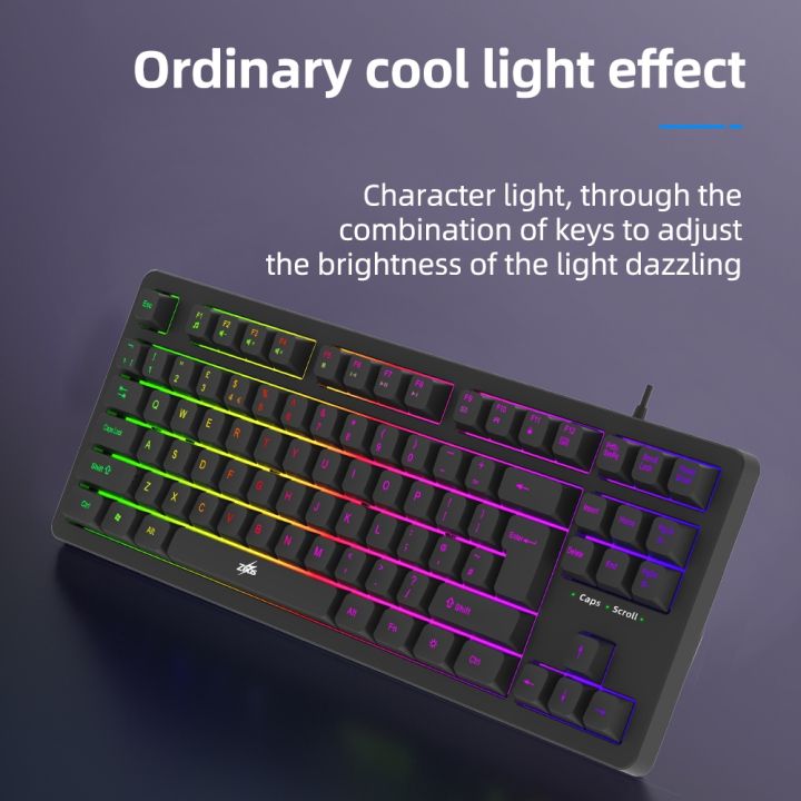 Zeus K-123 Rainbow LED 87 Keys Gaming Keyboard Multi-Media Online ...
