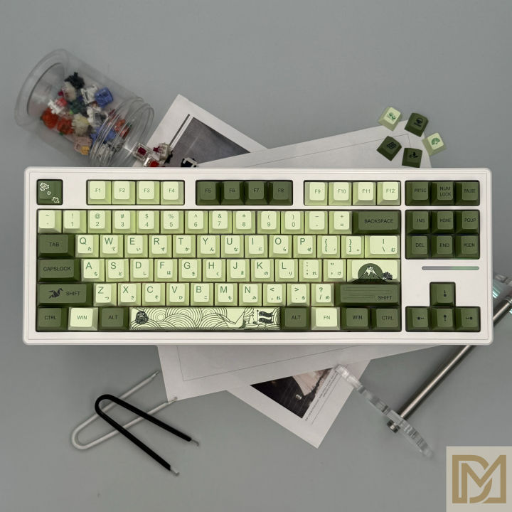 Matcha Keycap (JAP) PBT Dye Sub Cherry Japanese Green Tea Keycaps Fit ...