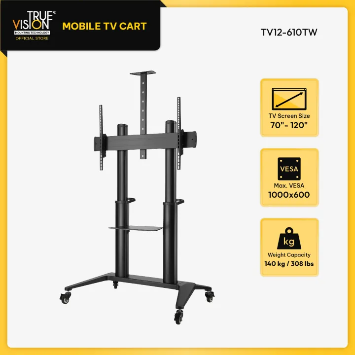 True Vision Extra Large Mobile TV Stand for 70”-120” TV12-610TW | Lazada PH