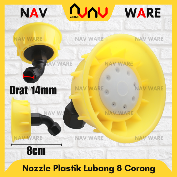 Nozzle Plastik 8 Lubang Corong Bengkok Drat Dalam M14 14mm / Mata ...