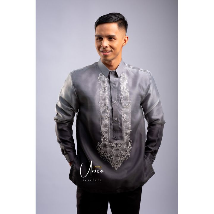 【NEW】 Barong Tagalog for Men Piña Organza with Lining Shades of Gray ...
