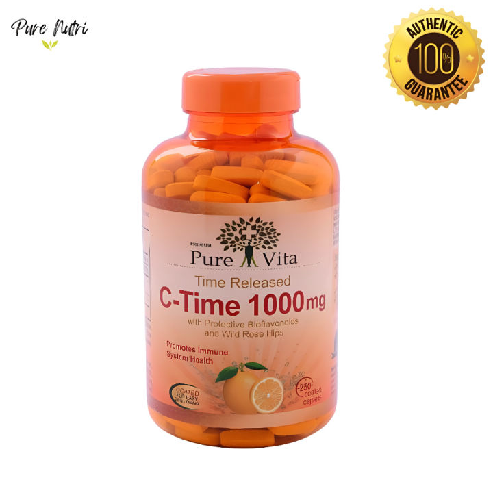 Pure Vita Vitamin C Time Release 1000mg วิตามินซีเพื่อสุขภาพ ผิวใส ดูด ...