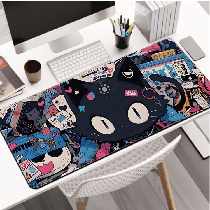 Cat Desk Pad Mat Cute Large Mouse Table Pad Anti-Slip Computer Keyboard ...