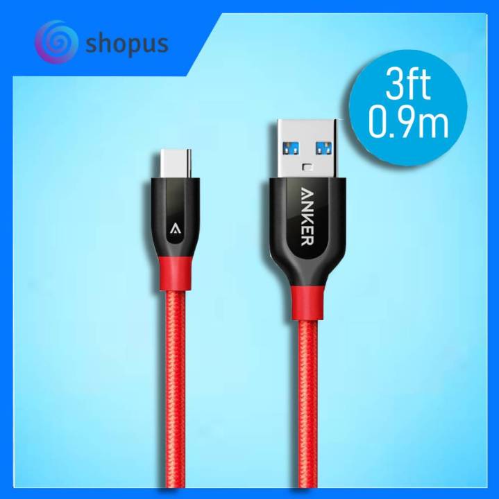 Anker A8168 PowerLine+ 3ft USB-C to USB-A 3.0 Connector Cable - Red (0 ...