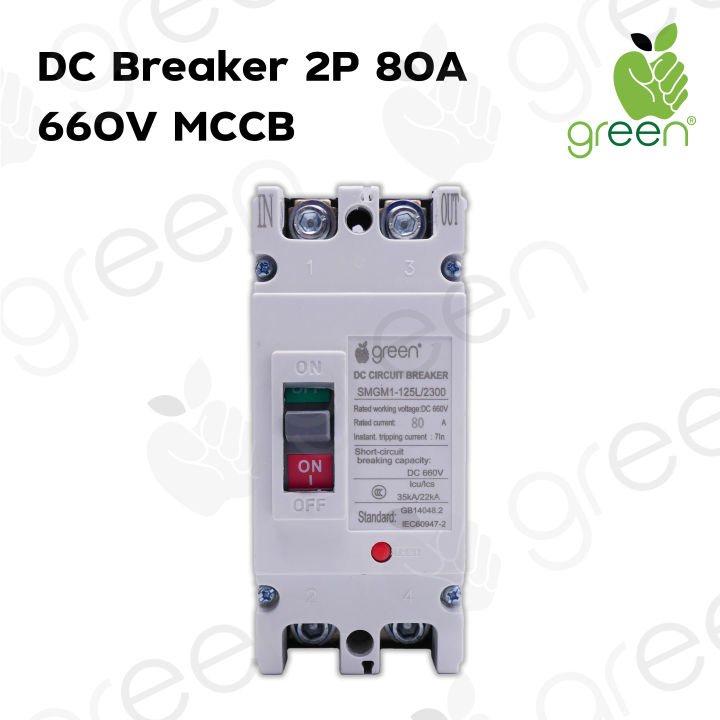 APPLEGREEN MCCB DC Circuit Breaker 2 Pole 660V 80A เบรคเกอร์ใช้กับไฟฟ้า ...