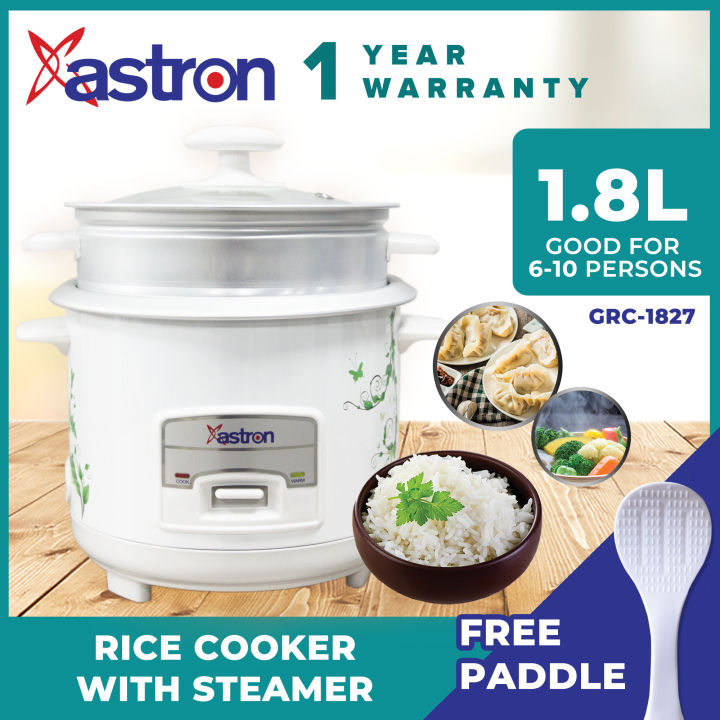 Astron GRC-1827 Rice Cooker with Steamer (1.8L) | Lazada PH