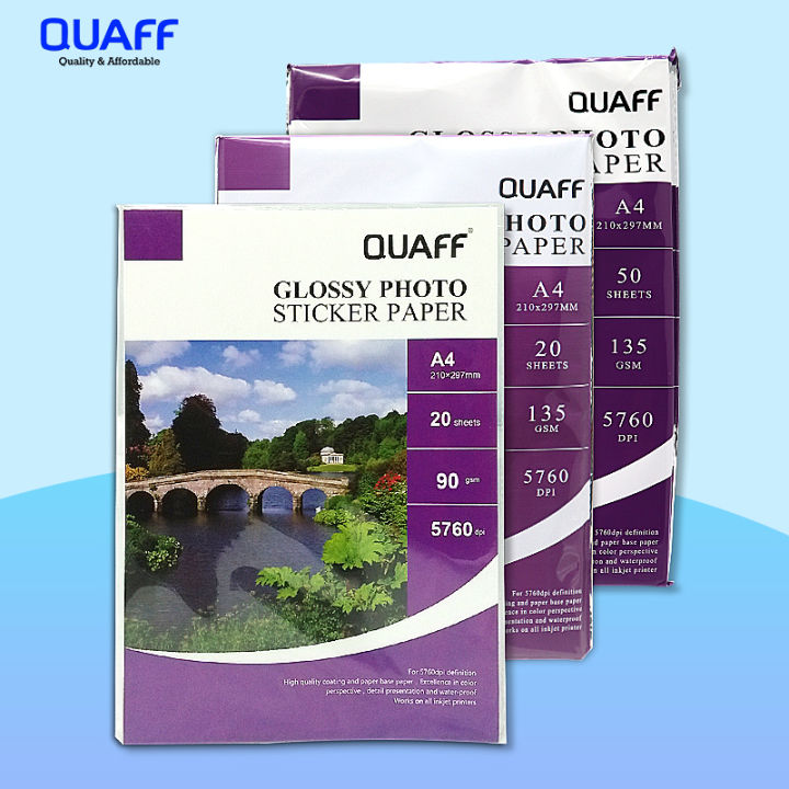 QUAFF Photo Sticker A4 Size Glossy Sticker Paper A4 Size 90gsm -135gsm ...
