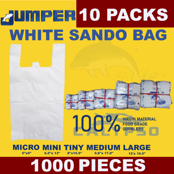 [1 Bundle - 1000 pieces] JUMPER PLASTIC SANDO BAG [MICRO MINI TINY ...