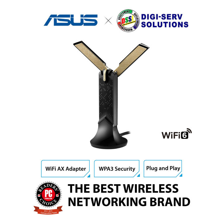 ASUS USB-AX56 Dual Band AX1800 USB WiFi Adapter, Wi-Fi 6 (802.11ax), 2. ...