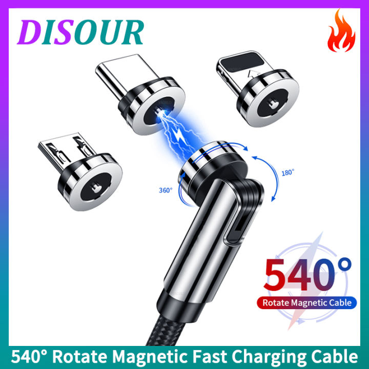 DISOUR Original 540 ° องศาการหมุนสายชาร์จ Fast Charger Micro USB Type-C ...