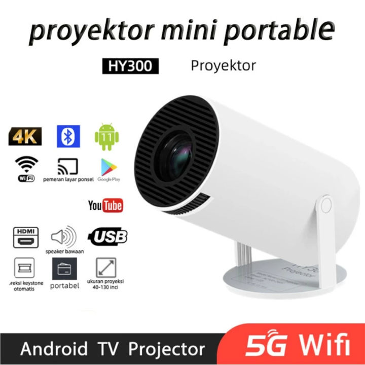 Smart Proyektor Android HY300 4K UltraHD 5G Connection Bluetooth Bisa ...
