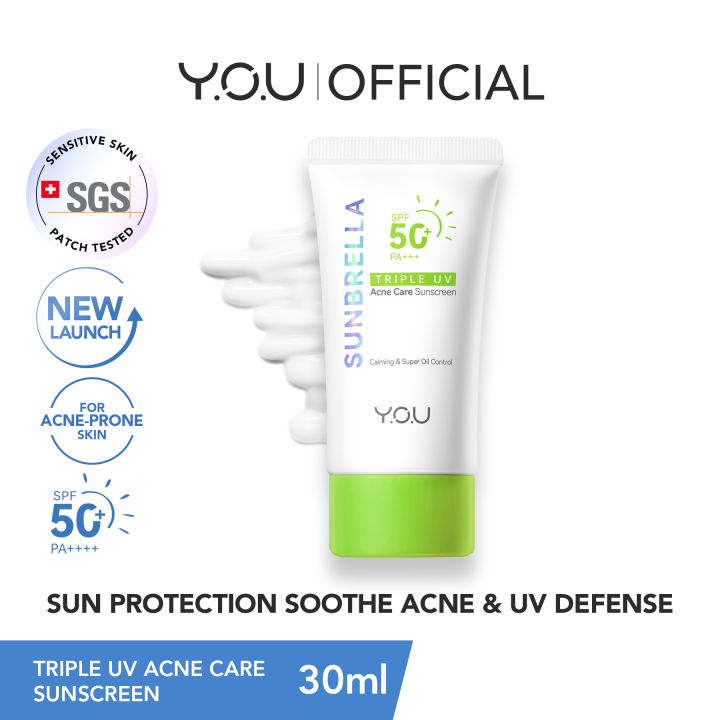 [NEW] Y.O.U SUNBRELLA TRIPLE UV Acne Care Sunscreen SPF50+ PA++++ 30ML ...