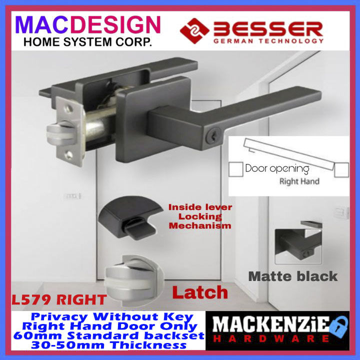 BESSER L579R BLACK WITHOUT KEY GERMAN DESIGN LEVER LOCKSET MATTE BLACK ...