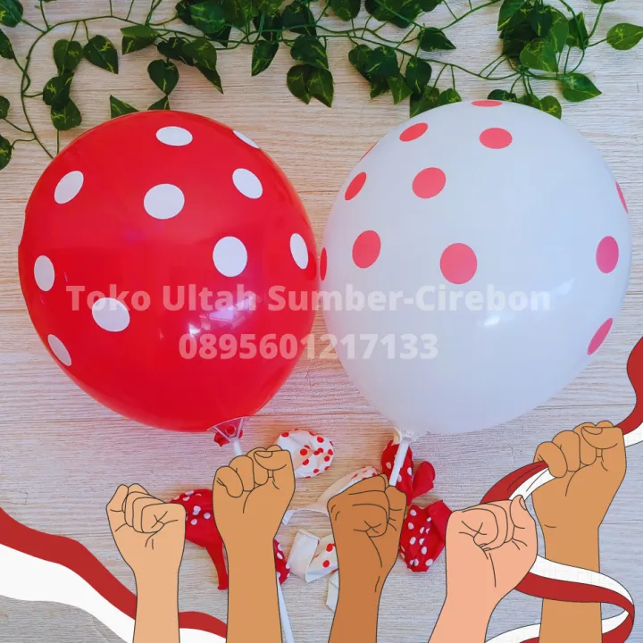 (Isi 10) Balon Polkadot Merah Putih untuk Dekorasi Hari Kemerdekaan ...
