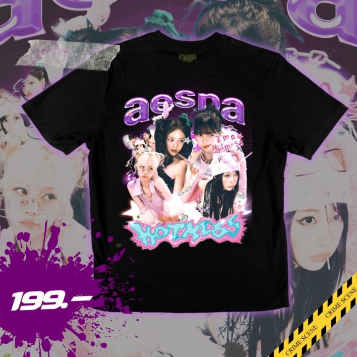 AESPA T-shirt [พร้อมส่ง] เสื้อยืดคอกลม เสื้อยืดแฟชั่น แขนสั้น เสื้อยืด ...