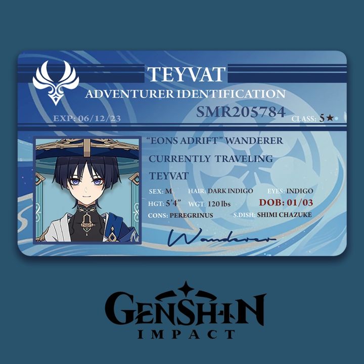 COD BEEP Genshin Impact ID Card Character's Adventurer Identification ...