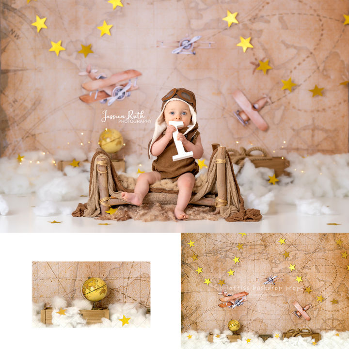 Pilot Vintage Time Flies Backdrops Kids Baby Birthday Cake Smash ...