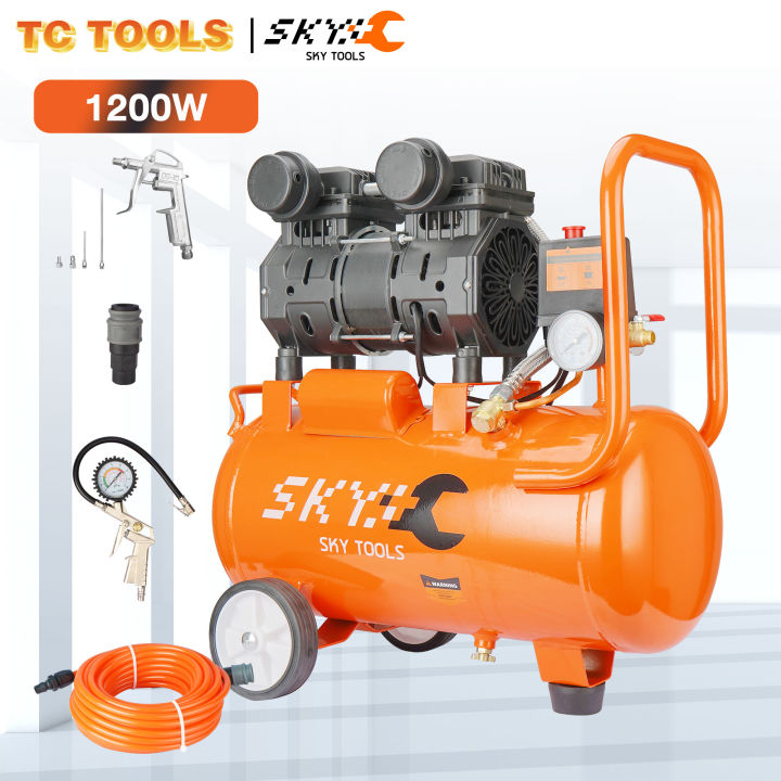 SKY TOOLS ปั้มลม ปั๊มลม 30 ลิตร 1200W เครื่องปั๊มลมไม่ใช้น้ำมัน ปั๊มลมเสียงเงียบ Oil Free 30L ...