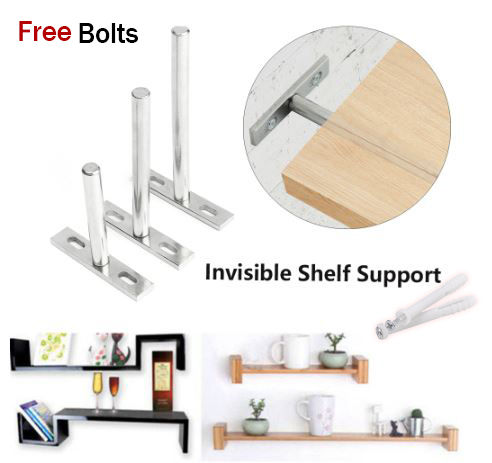 【WITH BOLT & TOX】Invisible Shelf Brackets Floating T-shaped Heavy Duty ...