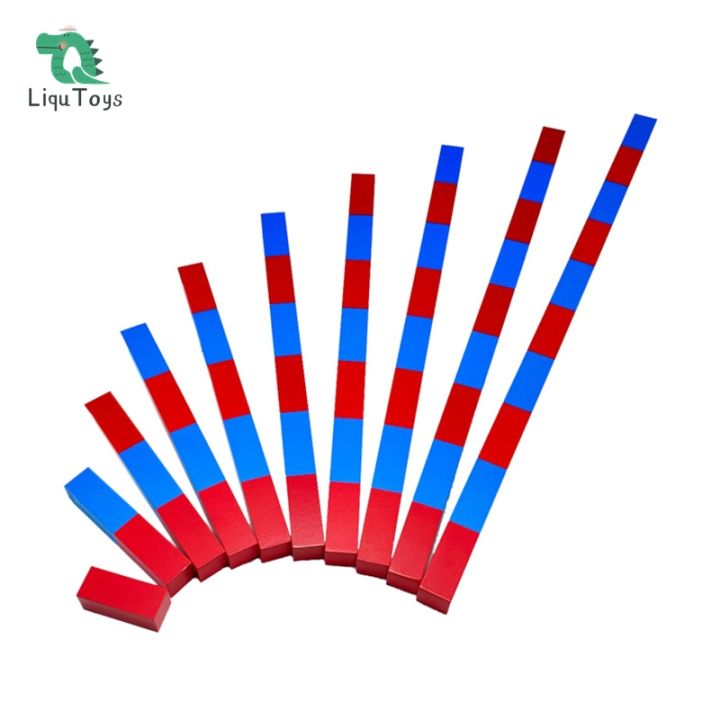 LIQU Kids Learn Toys Montessori Wood Red Long Sticks (5-50cm) Math ...