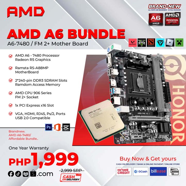 BRANDNEW Bundle AMD A6-7480 3.5ghz Processor FM2+ Board | Lazada PH