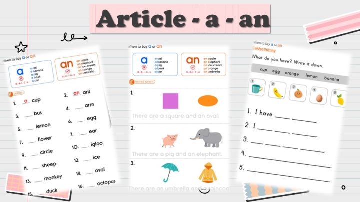 [PRE113] 22 pages Grammar: Article "A" "AN" Worksheet for Pre-school ...