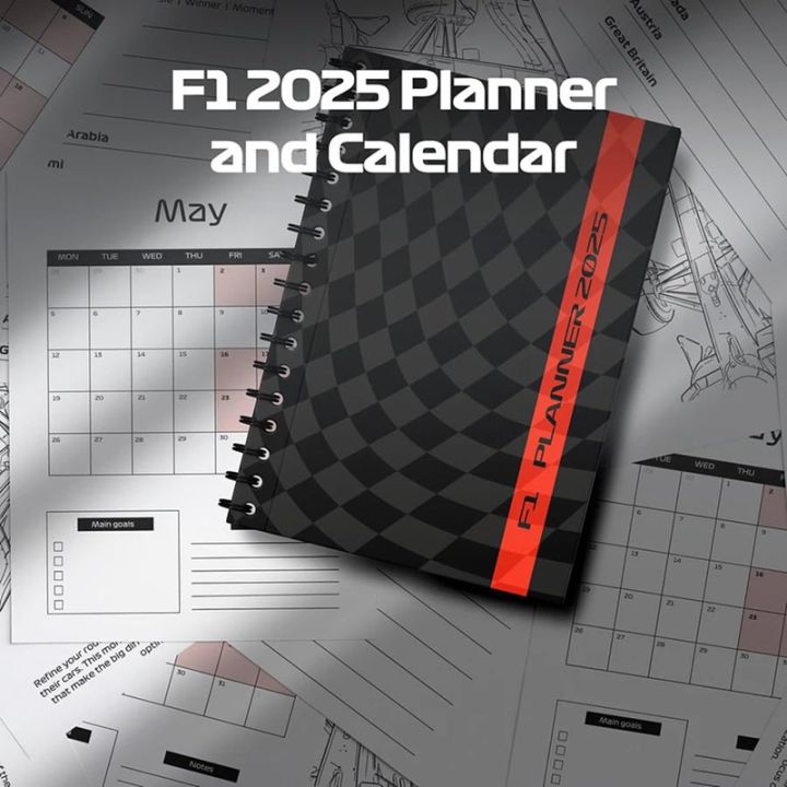 F1 2025 Planner and Calendar, Planner with F1 Track Design,Spiral Bound ...