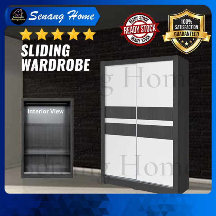 Senang Home 4x6FT 2 Door Sliding Wardrobe Free installation 4 Kaki ...