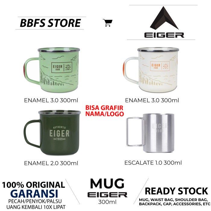 EIGER Original enamel mug 3.0 stainless 300ml gelas adventure | Lazada Indonesia