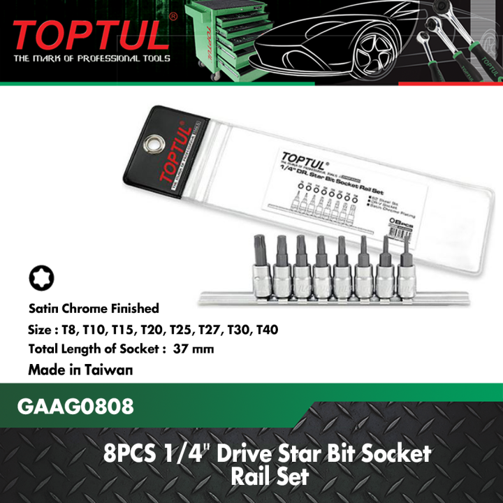 Toptul 8PCS 1/4 DR. Star Bit Socket Rail Set (GAAG0808) | Lazada PH