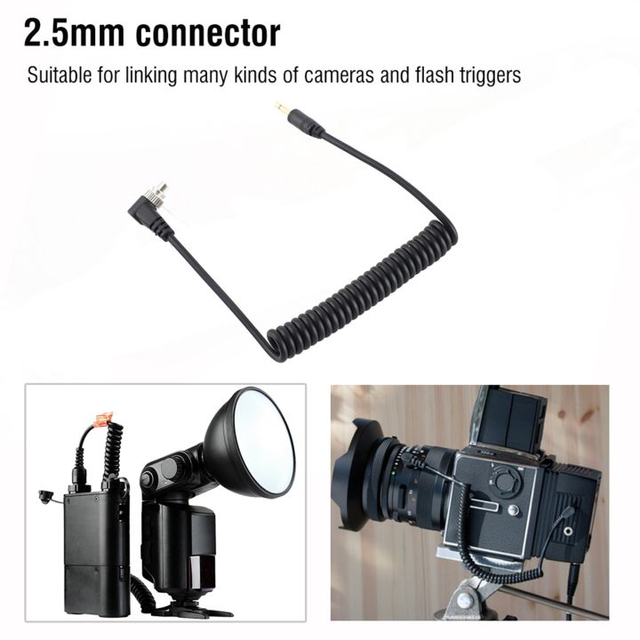 Acouto 2.5mm to Male Flash PC Sync Cable Cord with Screw Lock Extended ...