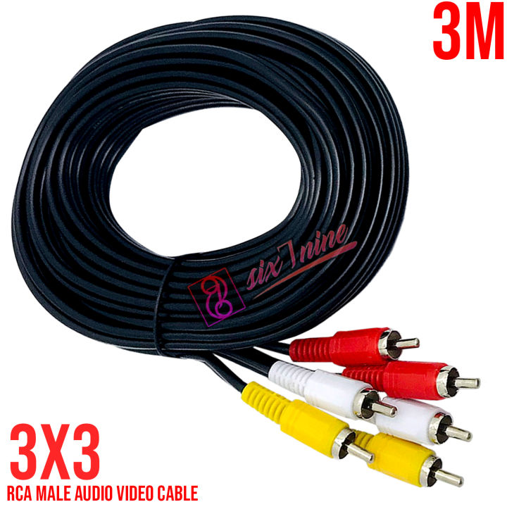 3X3 Heavy Duty 3M 3 Male RCA to 3 Male RCA Plug Jack Audio Video Stereo ...