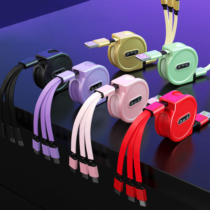 3 in 1 Retractable USB Charging Cable Charger Cable Fast Charging For ...