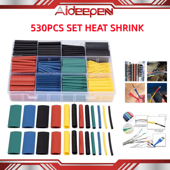 【With Box / Bag】530Pcs heat shrink tube wire insulation cover ...