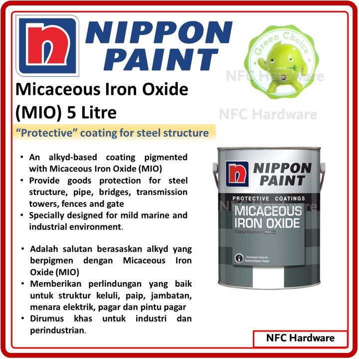 NIPPON PAINT Micaceous Iron Oxide (MIO) 5 Litre (Cat Alas Keluli) | Lazada