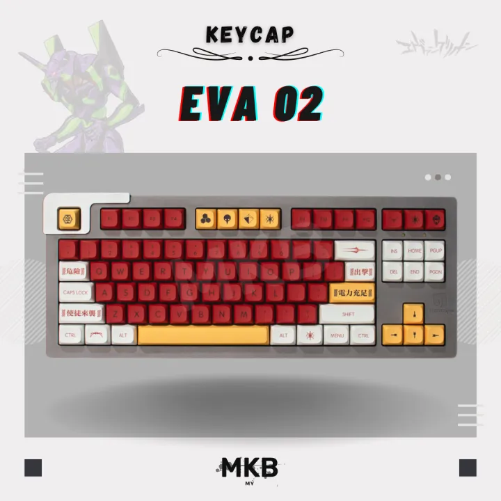[READY STOCK] EVA 02 Evangelion Series PBT XDA Profile Keycap Set for ...