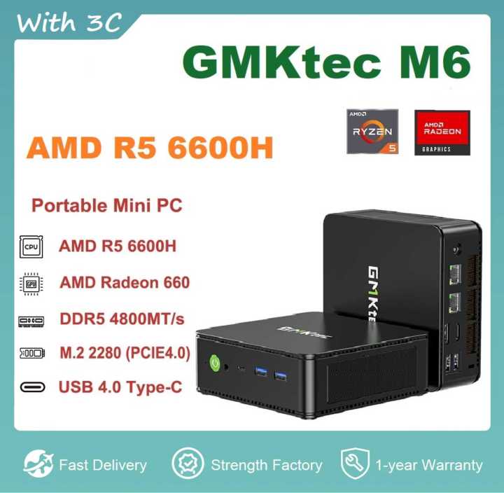 GMKtec M6 Mini PC AMD Ryzen 5 6600H Mini PC AMD Radeon 660 32GB DDR5 ...