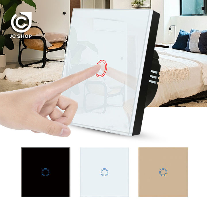 JC88 Wall Touch Sensor Light Switch Tempered Crystal Glass Panel 110 ...