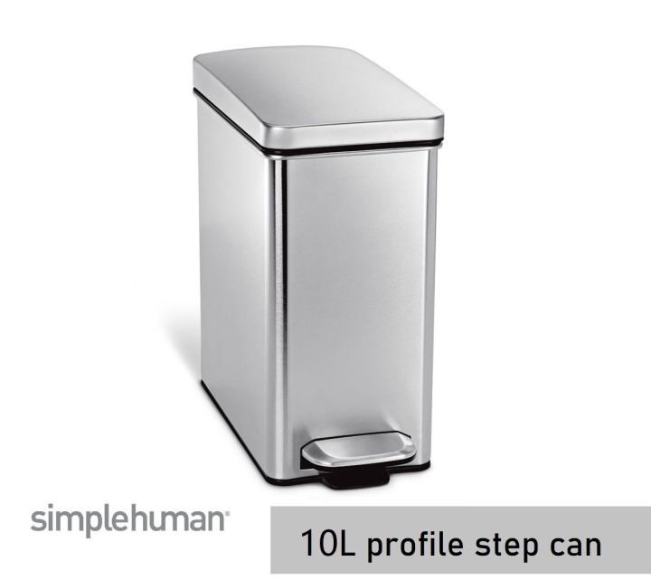 simplehuman 10L Stainless Steel Slim Profile Step Can Premium Garbage ...