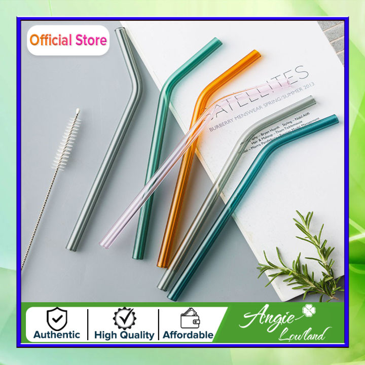 Angie Lowland Reusable Glass Straw Borosilicate or Pyrex Glass Bent ...