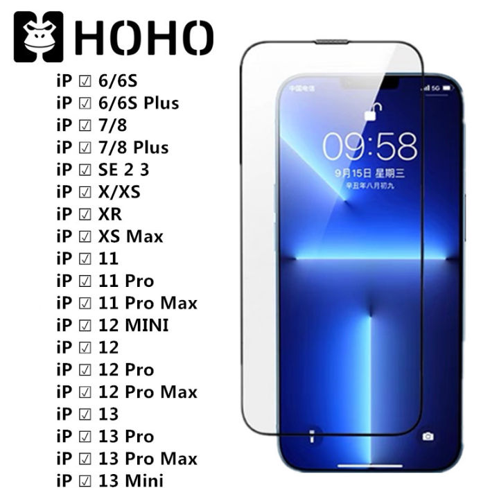 HOHO🔥ฟิล์มกระจกนิรภัย แบบเต็มจอ iPhone 16 Pro Max 7 8 S + Plus X XR XS Max 11 12 Pro Max 13 14 ...