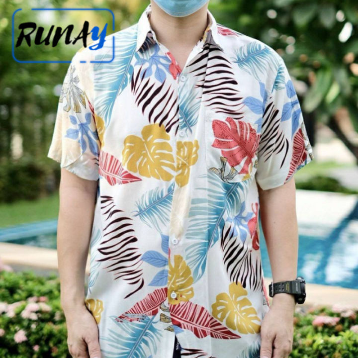 RUNAY เสื้อเชิ้ต เสื้อฮาวายหญิง เสื้อฮาวายชาย เสื้อแขนสั้น ผู้หญิง ...
