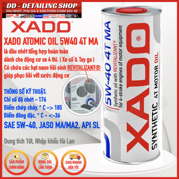 [GIÁ SỈ TỐT] XADO ATOMIC OIL 5W40 4T MA dầu nhớt tổng hợp hoàn toàn cho Xe số, Côn tay PKL & Tay ...