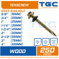 250 PCS Tekscrew 12 x 16 / 20 / 25 / 35 / 45 / 50 / 55 / 65 / 75 / 100 ...