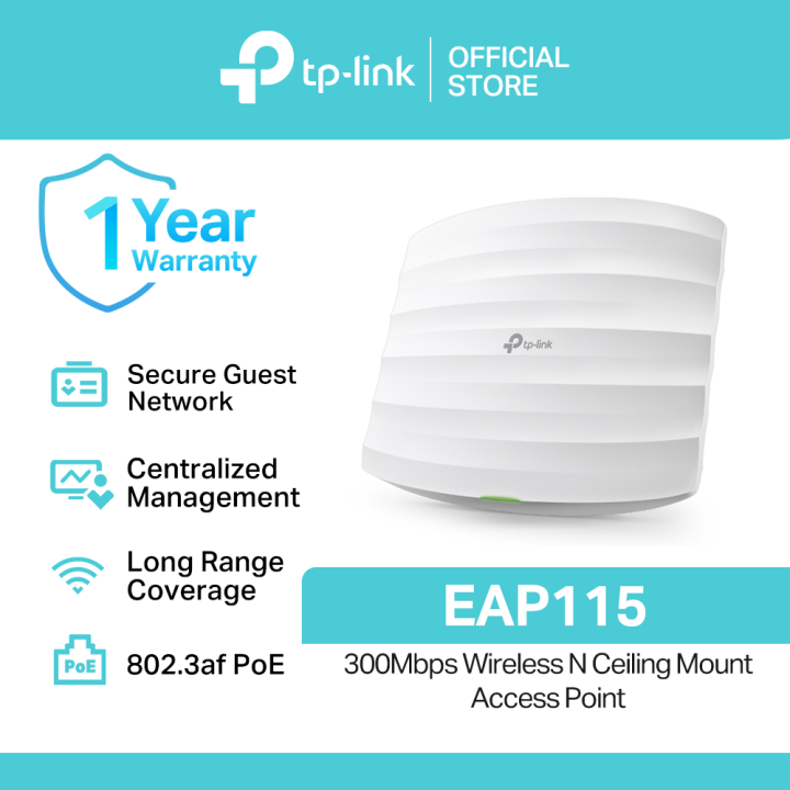 TP-Link EAP115 300Mbps Wireless N Ceiling Mount Access Point | PoE | Load Balance | Ceiling ...