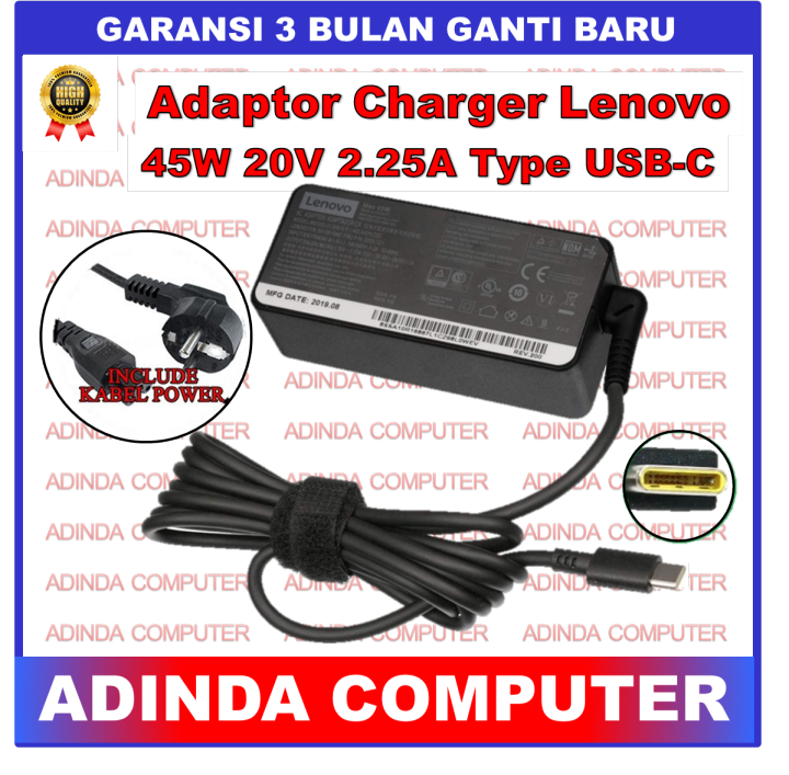 Adaptor Charger Lenovo Thinkpad 20V 2.25A USB Type C 45W | Lazada Indonesia